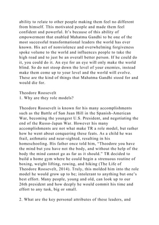 · Identify three leadership role models. These leaders can be livi.docx ...