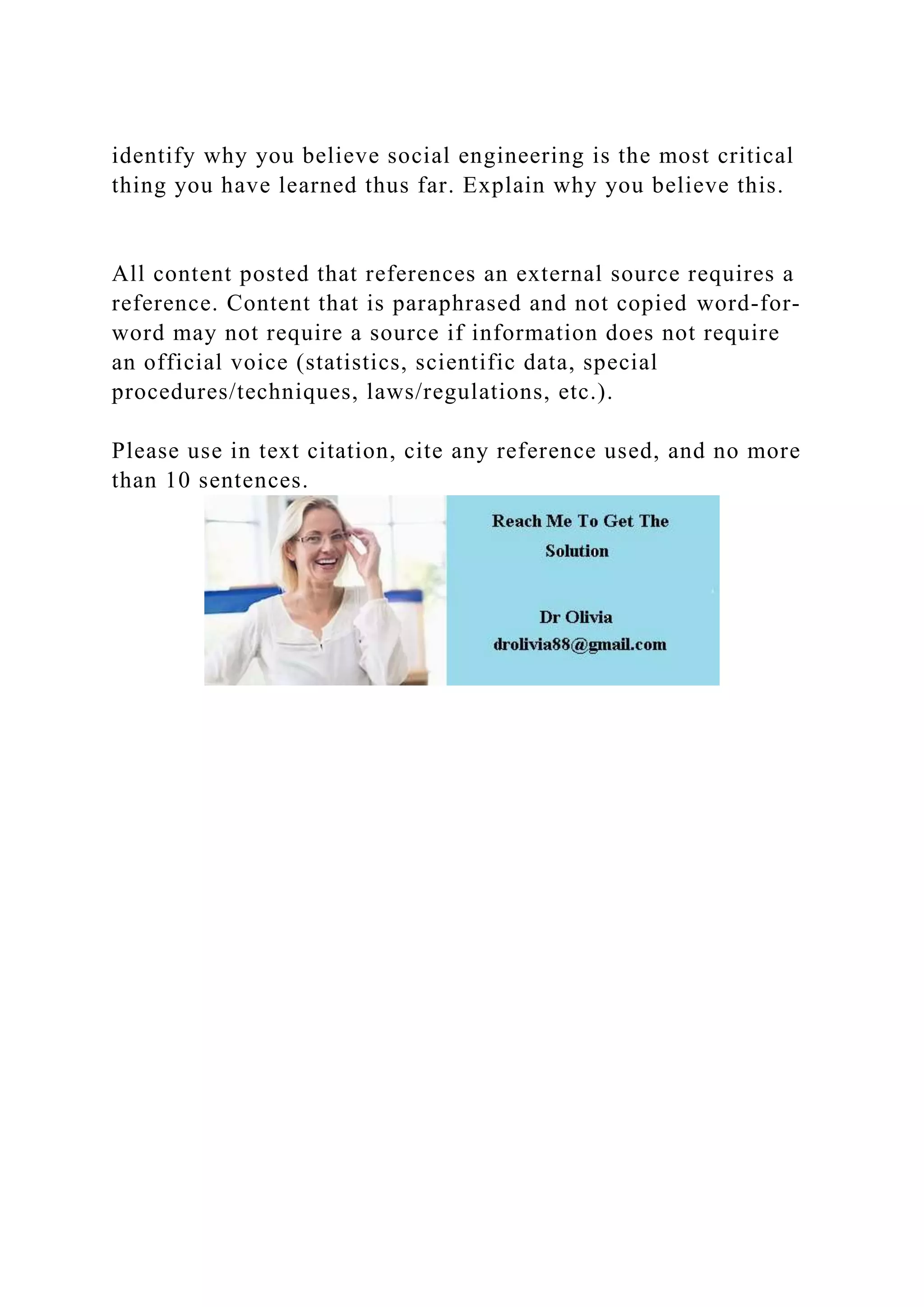 identify why you believe social engineering is the most critical thi.docx