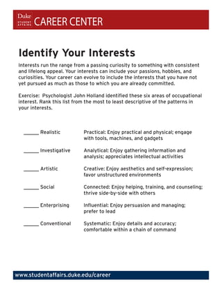 Identify Your Interests | PDF