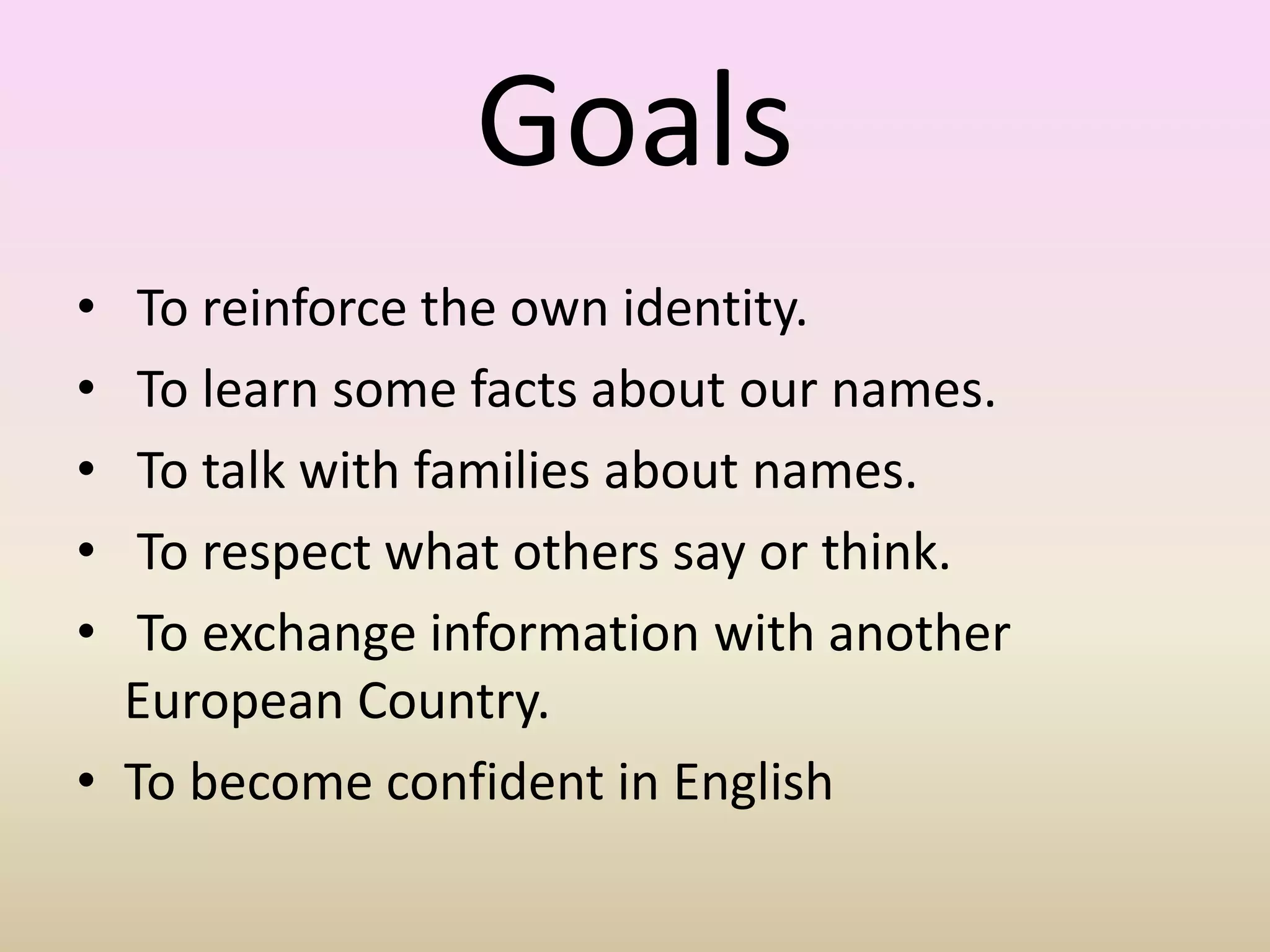 Identity through names project, young children | PPTX