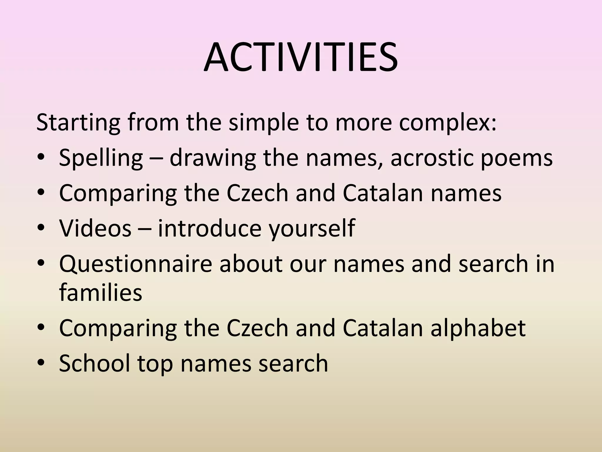 Identity through names project, young children | PPTX