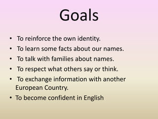 Identity through names project, young children | PPTX