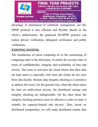 Identity based distributed provable data possession in multi-cloud storage | PDF