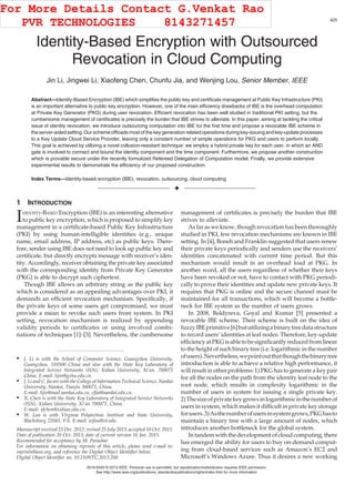 Identity based encryption with outsourced revocation in cloud computing | PDF