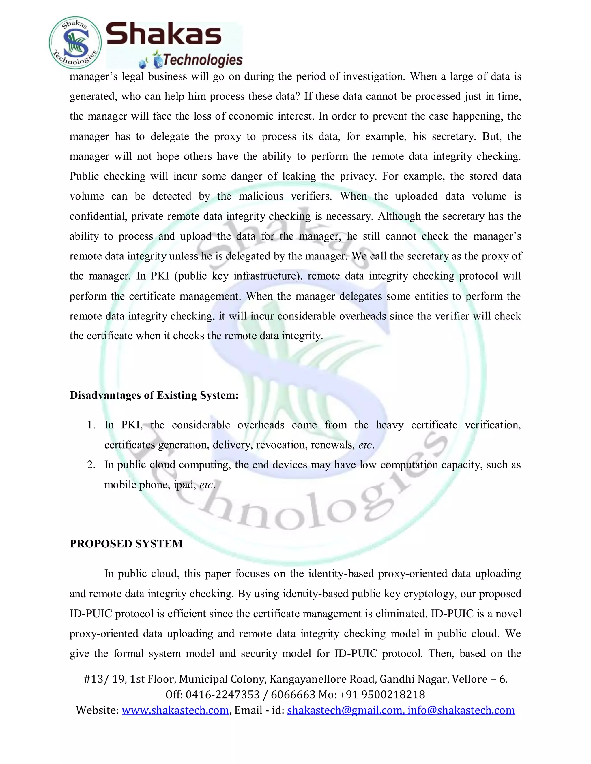 Identity Based Proxy Oriented Data Uploading And Remote Data Integrity