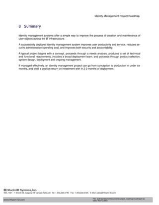 Identity Management Project Roadmap | PDF | IT and Internet Support ...