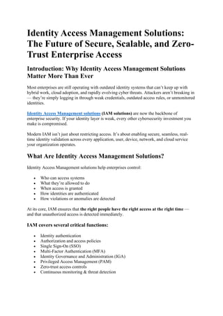 Identity Access Management Solutions: The Future of Secure, Scalable ...