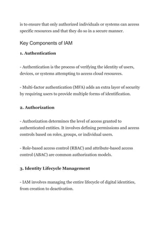 Identity and Access Management (IAM) in Cloud Computing | PDF
