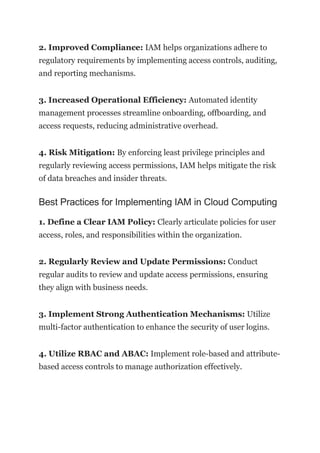 Identity and Access Management (IAM) in Cloud Computing | PDF