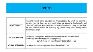 Identity and subjectivity | PPTX