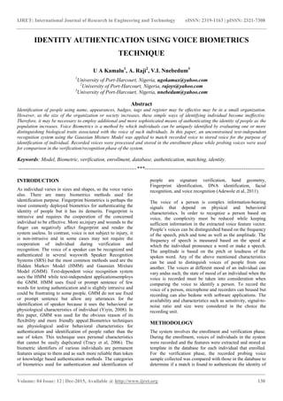 Identity authentication using voice biometrics technique | PDF