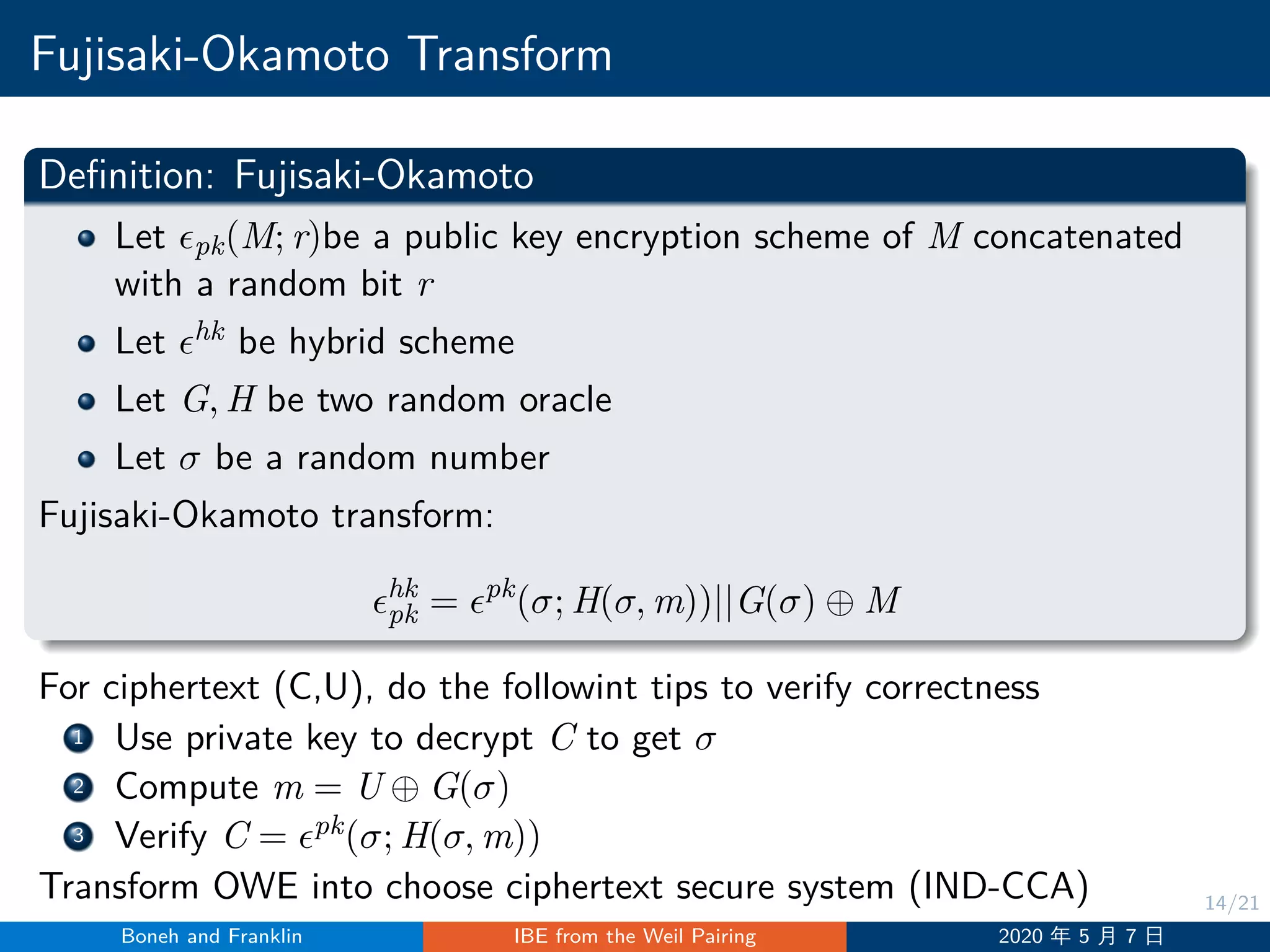 Identity based encryption from the weil pairing | PPT