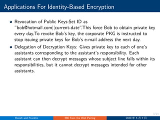 Identity based encryption from the weil pairing | PPT | Free Download