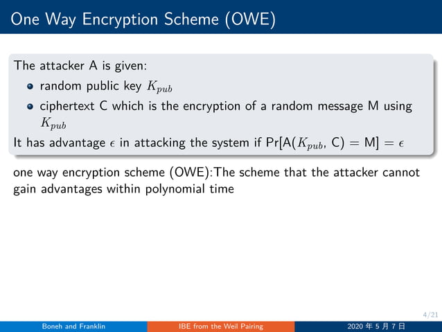 Identity based encryption from the weil pairing | PPT