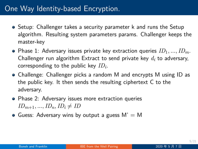 Identity based encryption from the weil pairing | PPT | Free Download