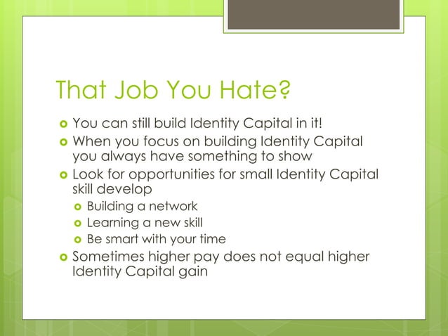 Investing in Yourself: Identity Capital | PPT