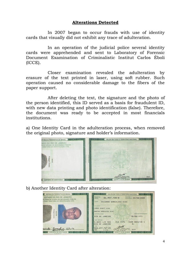 Identity card erasures and alterations - a real case | PDF