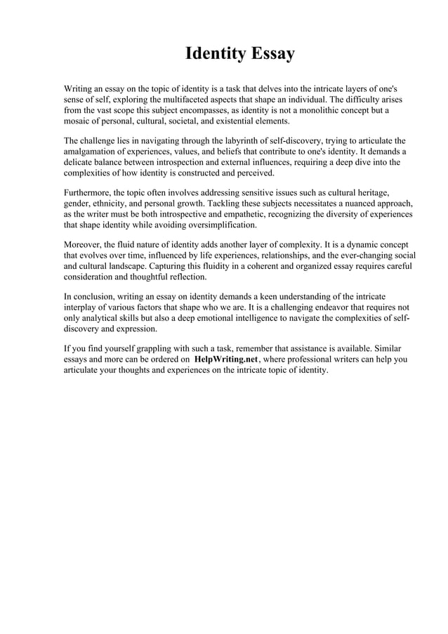 Identity Essay. Firelands School of Nursing | PDF