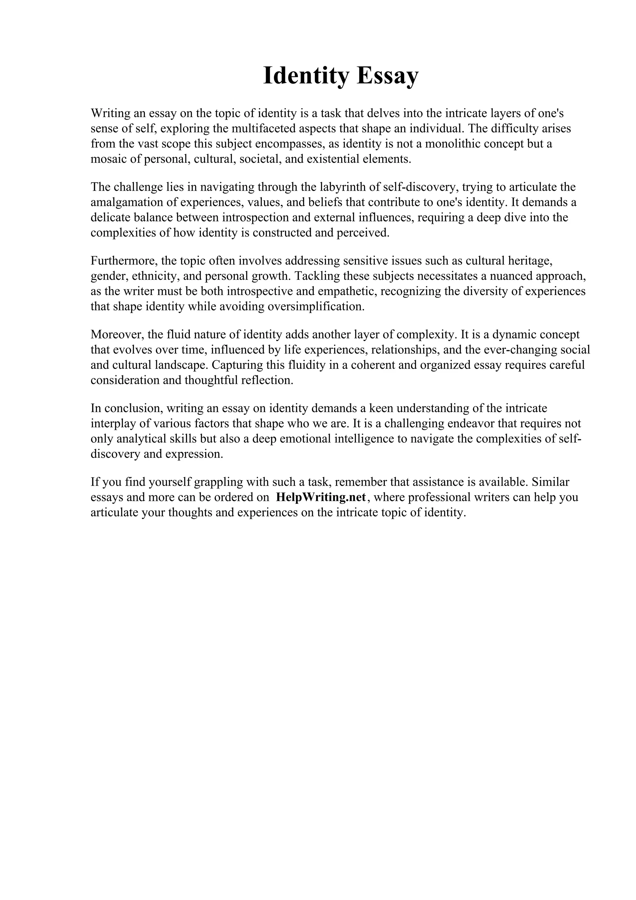 Identity Essay | PDF