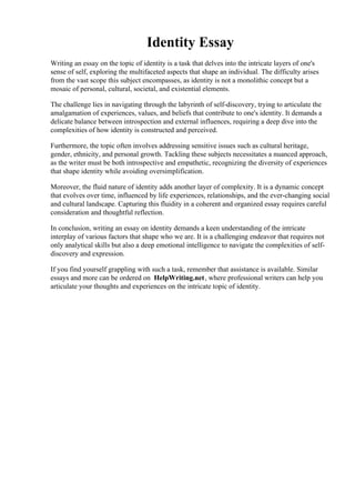 Identity Essay | PDF