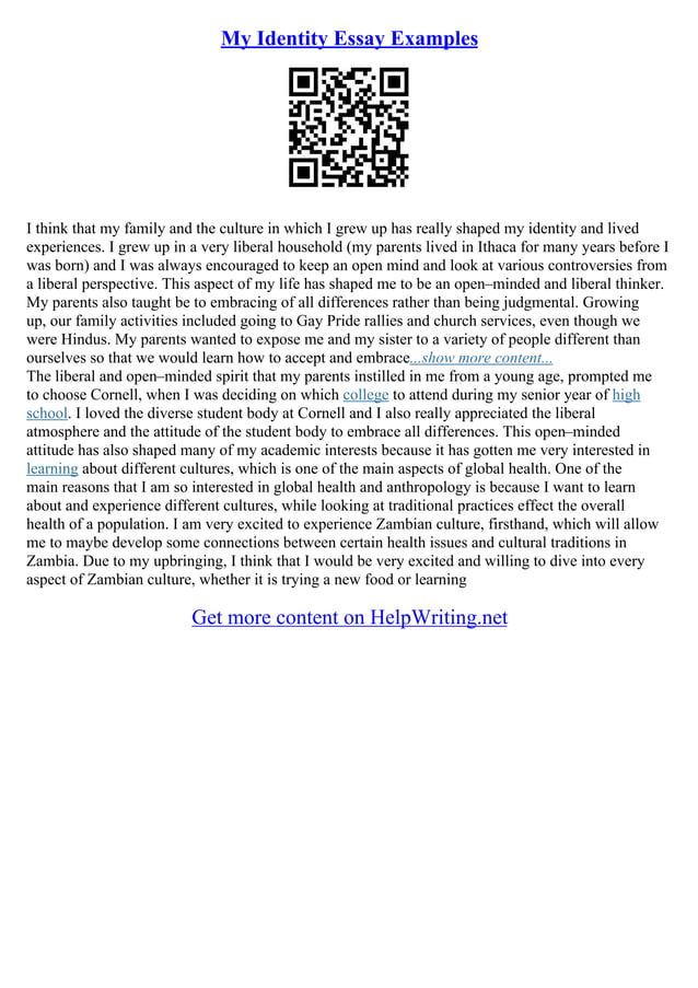 Identity Essay Examples | PDF Identity Essay Examples | PDF