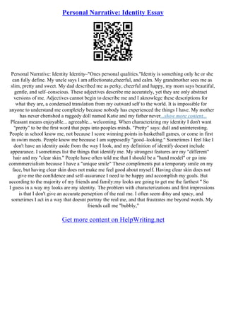 Identity Essay Examples | PDF