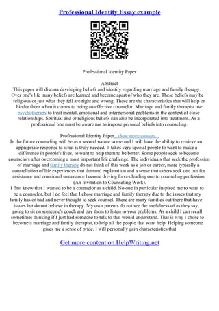 Identity Essay Examples | PDF