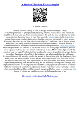 Identity Essay Examples | PDF