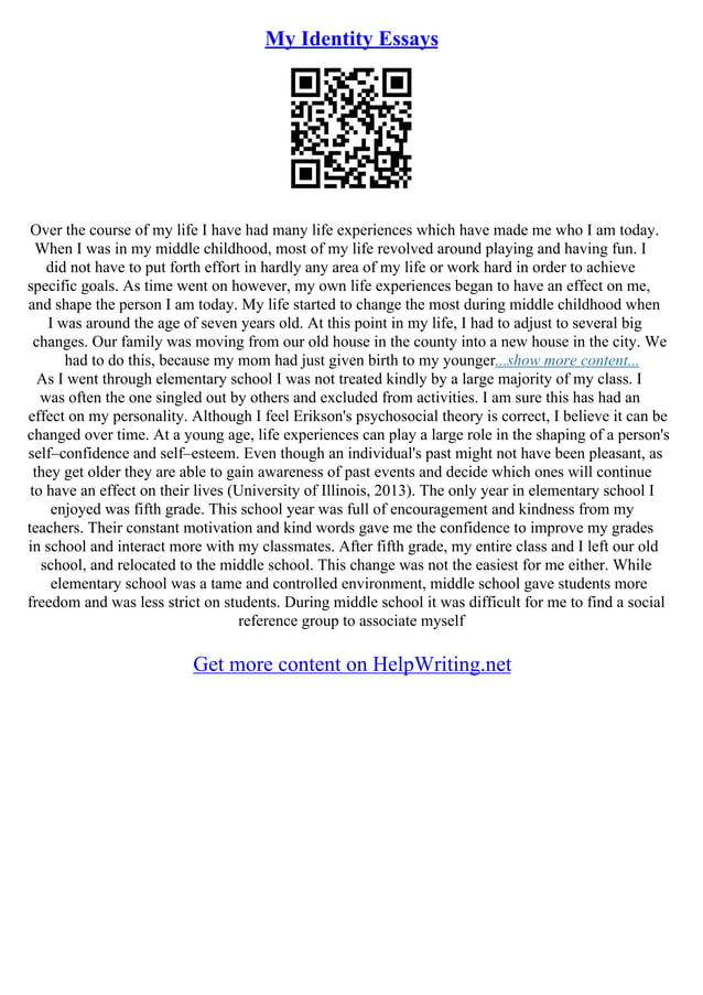 Identity Essay Examples | PDF