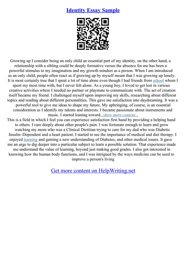 Identity Essay Examples | PDF