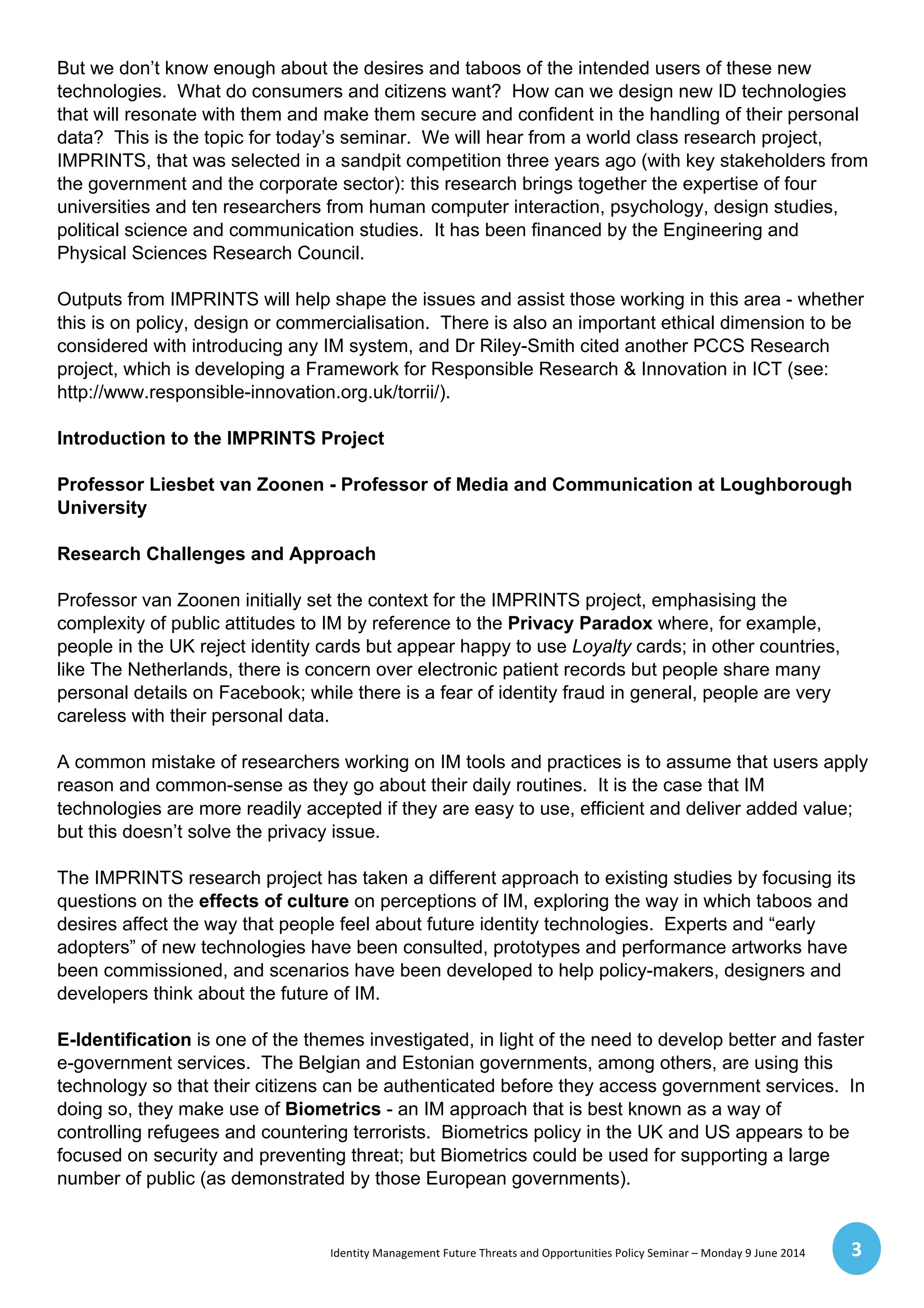 Identity Management Policy Seminar | PDF