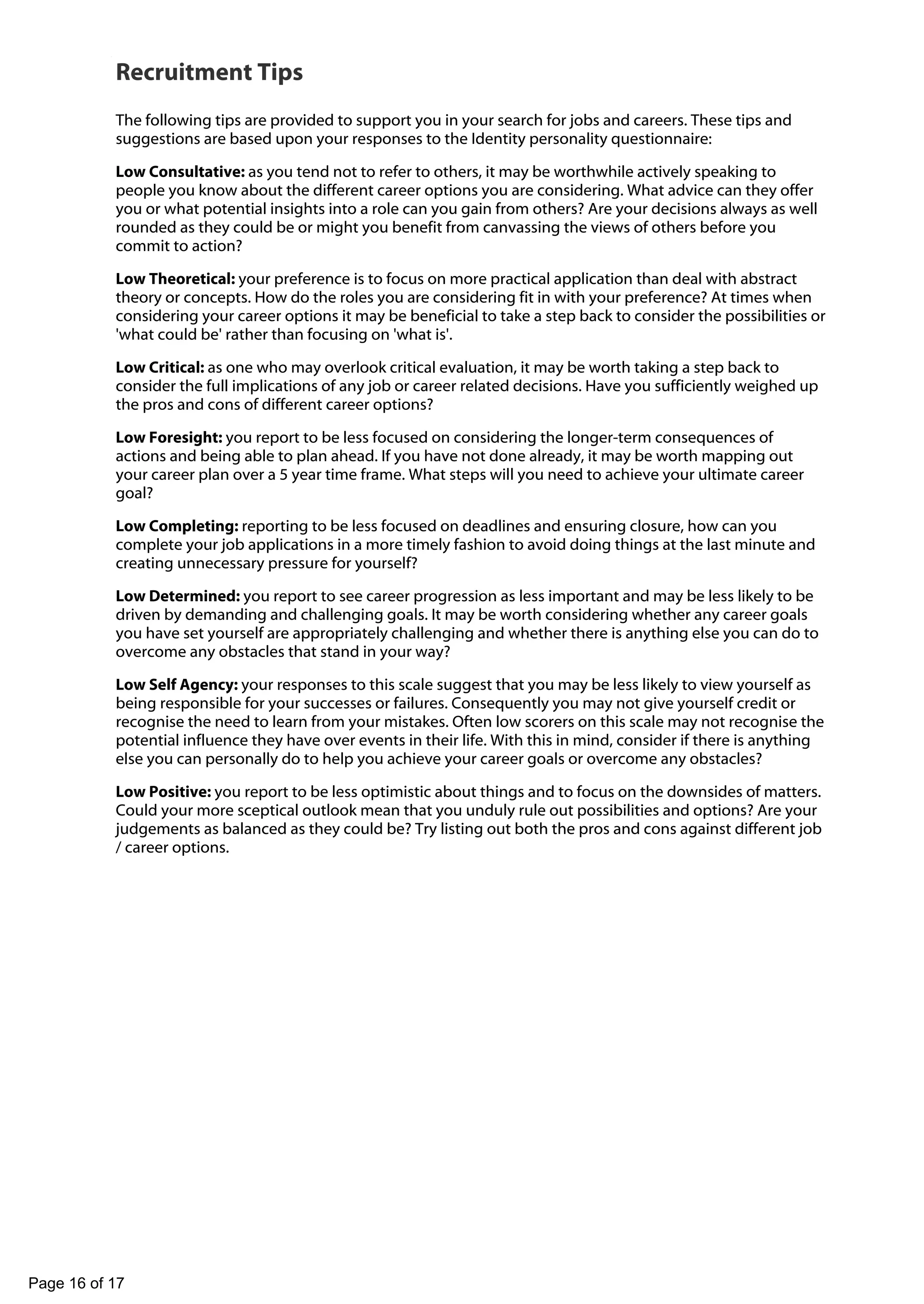 Identity Self-Perception Business Personality Questionnaire Careers ...