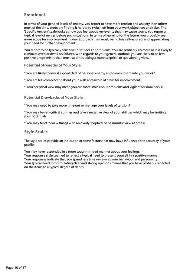 Identity Self-Perception Business Personality Questionnaire Careers ...