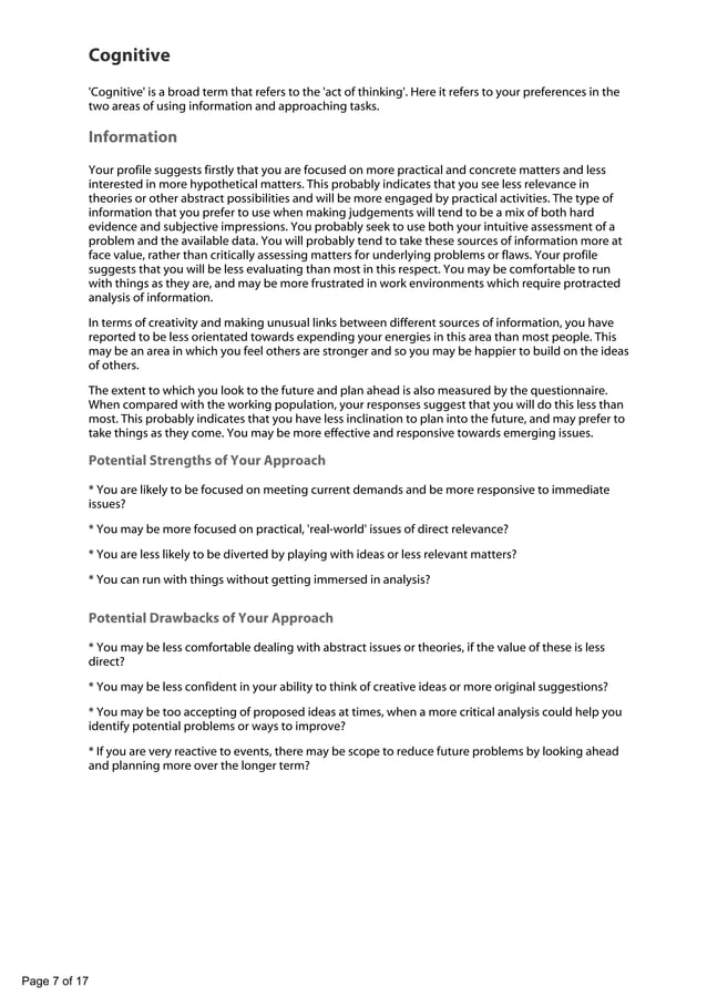 Identity Self-Perception Business Personality Questionnaire Careers ...