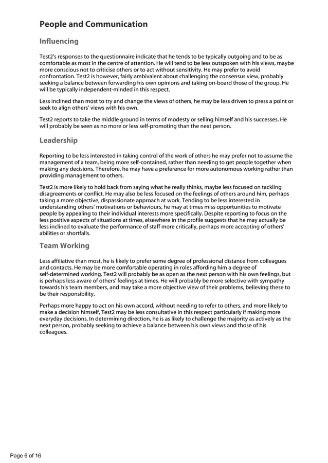 Identity Self-Perception Business Personality Questionnaire ...