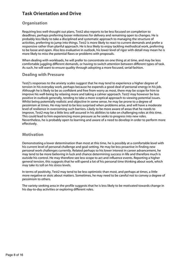 Identity Self-Perception Business Personality Questionnaire ...