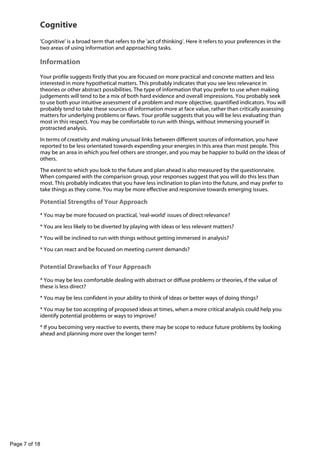 Identity Self-Perception Business Personality Questionnaire Feedback ...