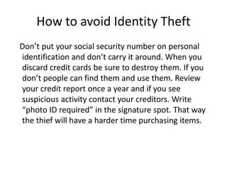 Identity Theft | PPTX