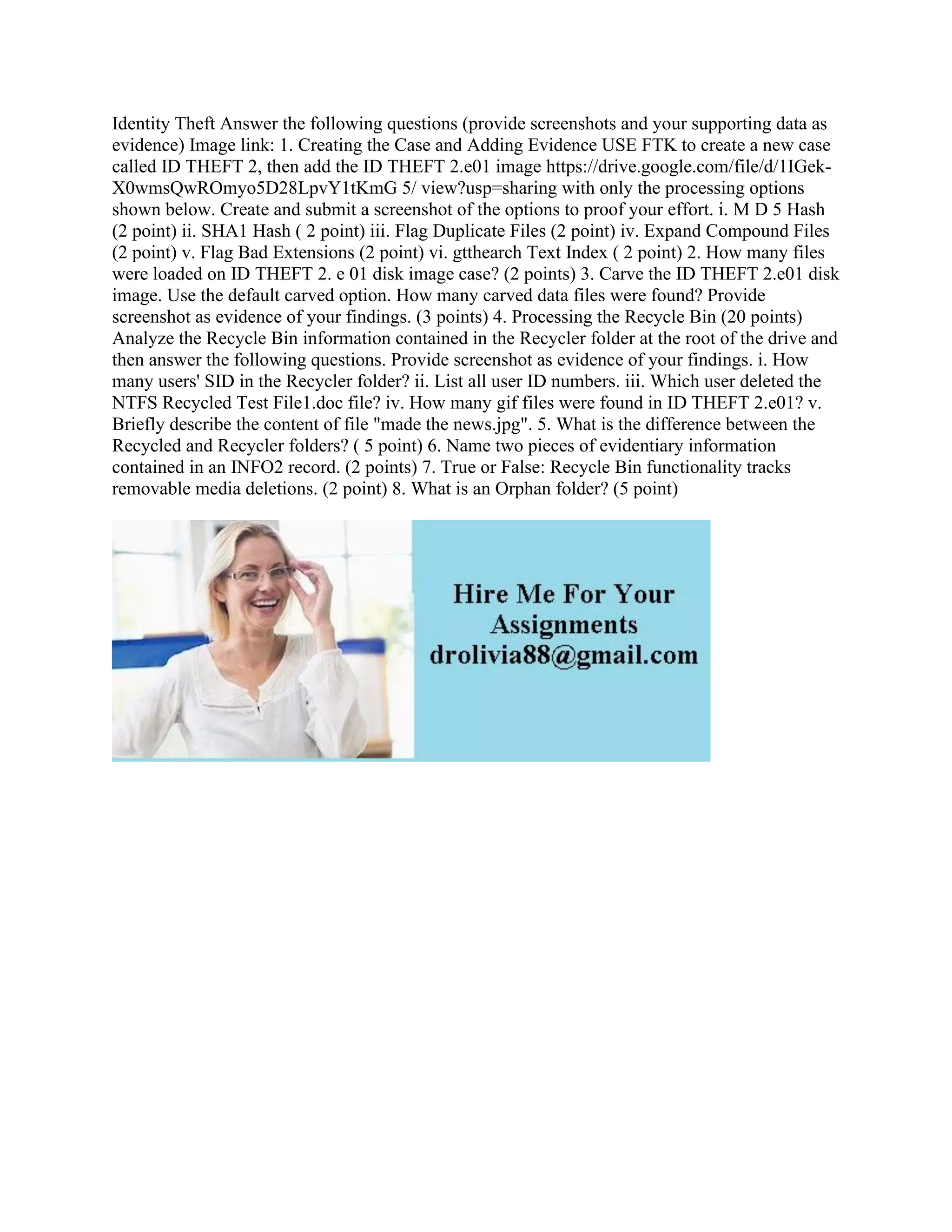 Identity Theft Answer the following questions (provide screenshots and.pdf