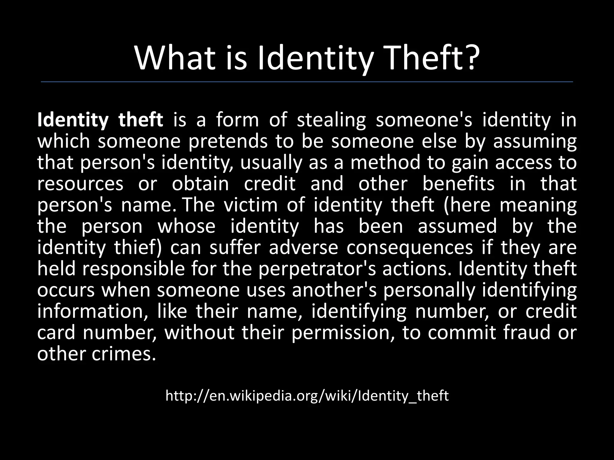 Identity Theft Awareness 101 - Basics | PDF