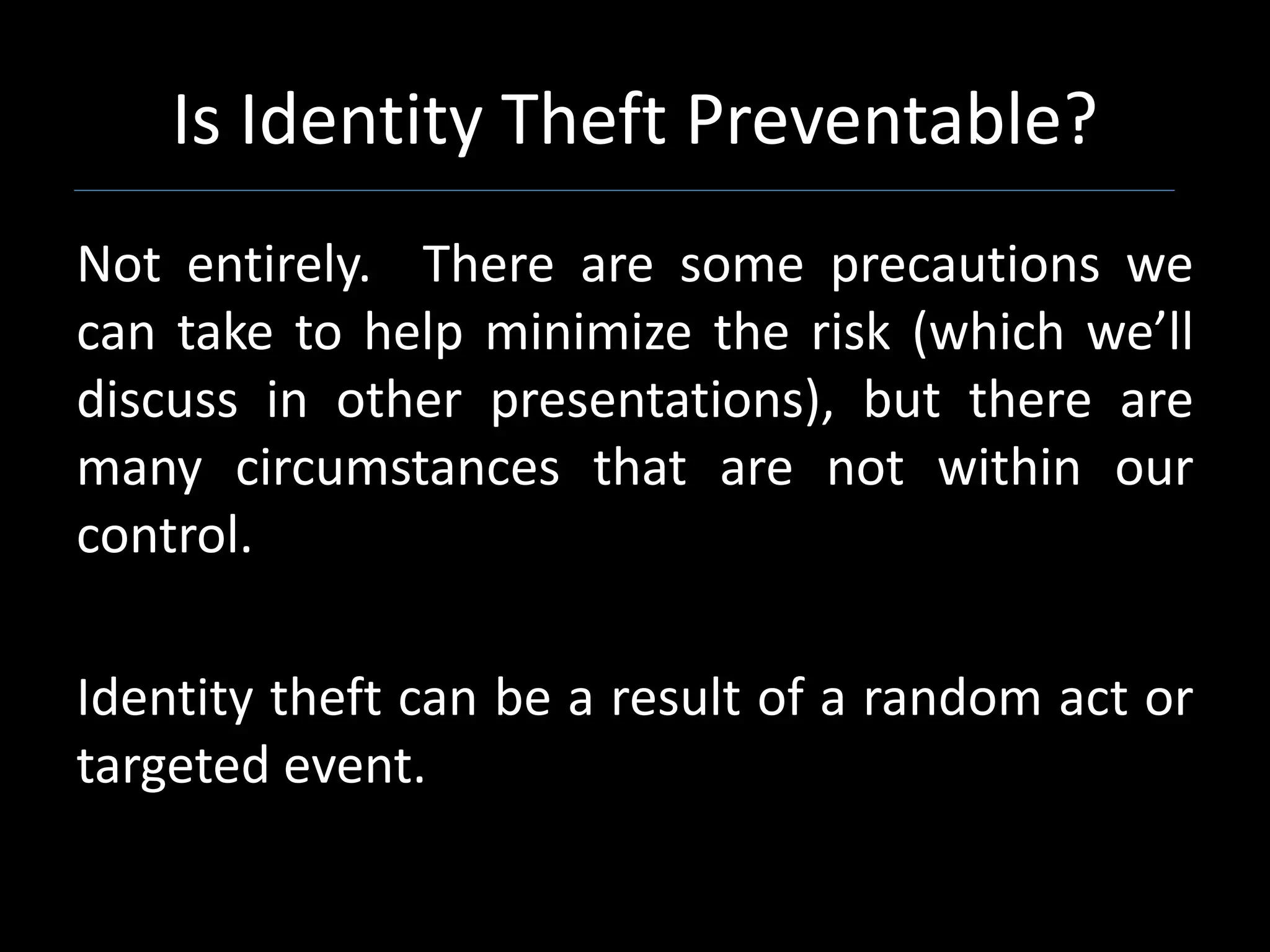 Identity Theft Awareness 101 - Basics | PPT
