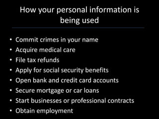 Identity Theft Awareness 101 - Basics | PPT