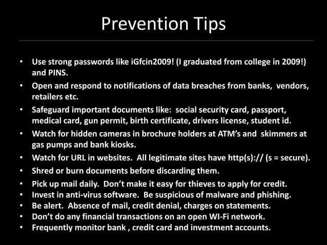 Identity Theft Awareness 101 - Basics | PPT Identity Theft Awareness 101 - Basics | PPT