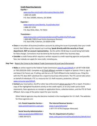 Identity Theft Checklist | PDF