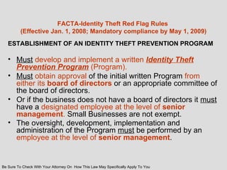 Identity Theft Red Flags Rule for Business | PPT | Financial Regulation ...