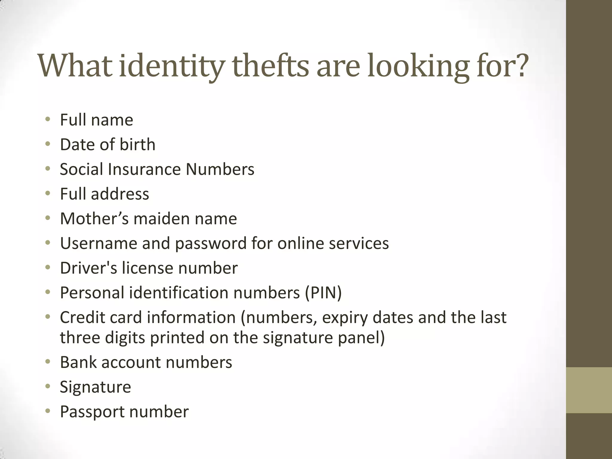 Identity thefts | PPTX