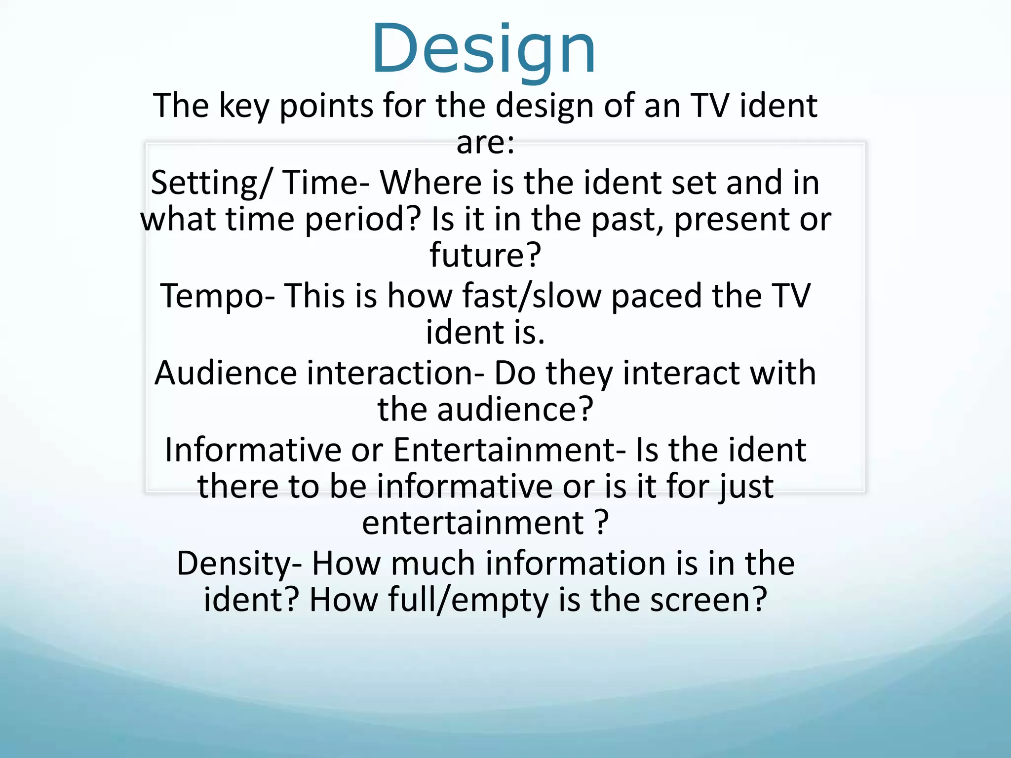 Idents slideshow 1-1 | PPTX | History | Genres