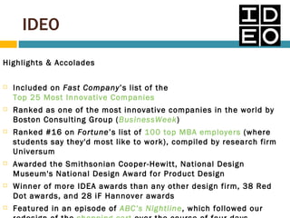 IDEO D-SCHOOL FROM B-school to d-school | PPT