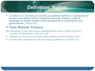 Ideology of pakistan and two nation theory | PPT