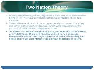 Ideology of pakistan and two nation theory | PPT